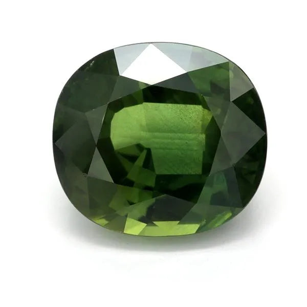 4.89ct Cushion Natural Sapphire (Colour Green, Clarity Eye Clean, Cut ...