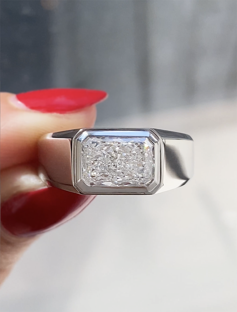 Chase: Classic East-West Set Radiant Cut Signet Style Ring | Ken & Dana ...