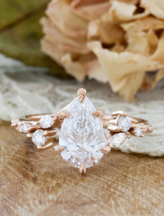 Harmony, Tempest, & Bella Ring Set: Whimsical Leafy Engagement Ring ...