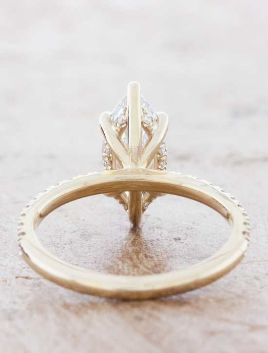 Jessie: Marquise Diamond Hidden Halo Engagement Ring with Pave Band ...