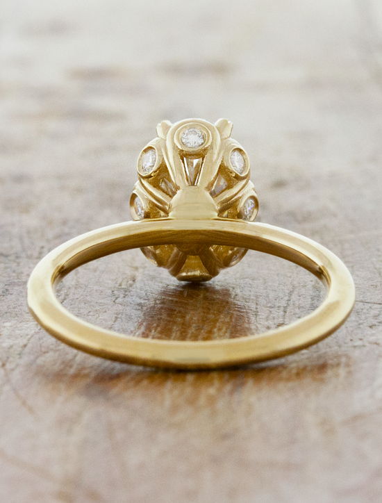 Jocelyn : Oval Diamond Solitaire with Floral Basket | Ken & Dana Design