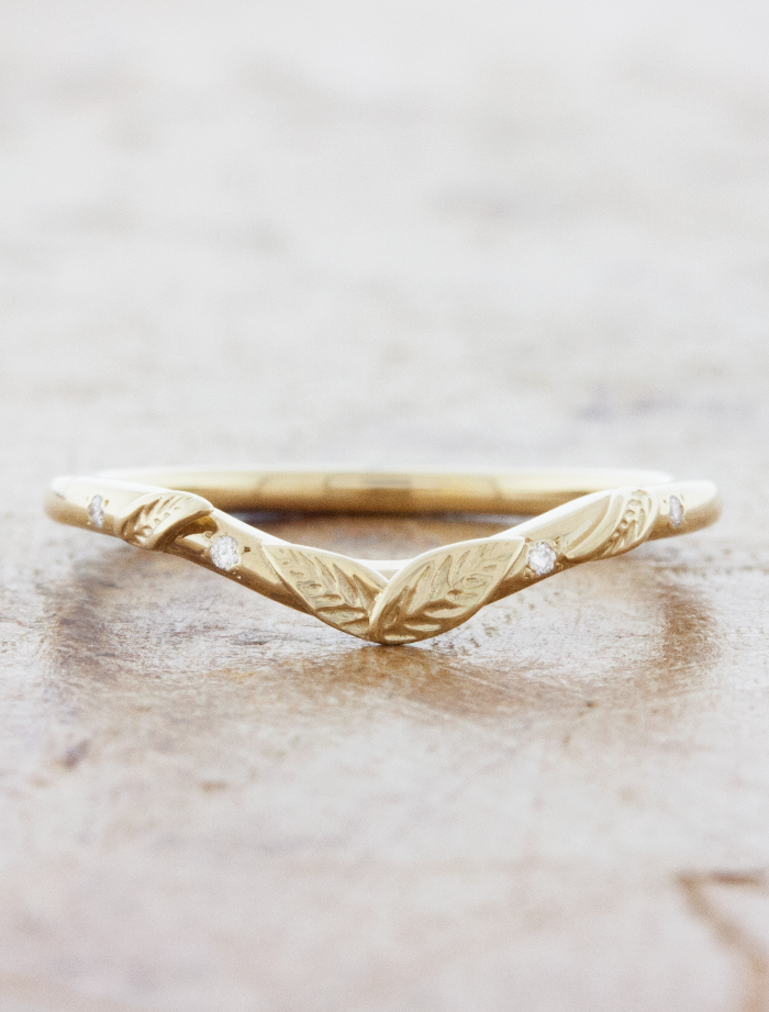 Ladee Diamonds: Overlapping Leaf Wedding Band with Diamond Accents ...