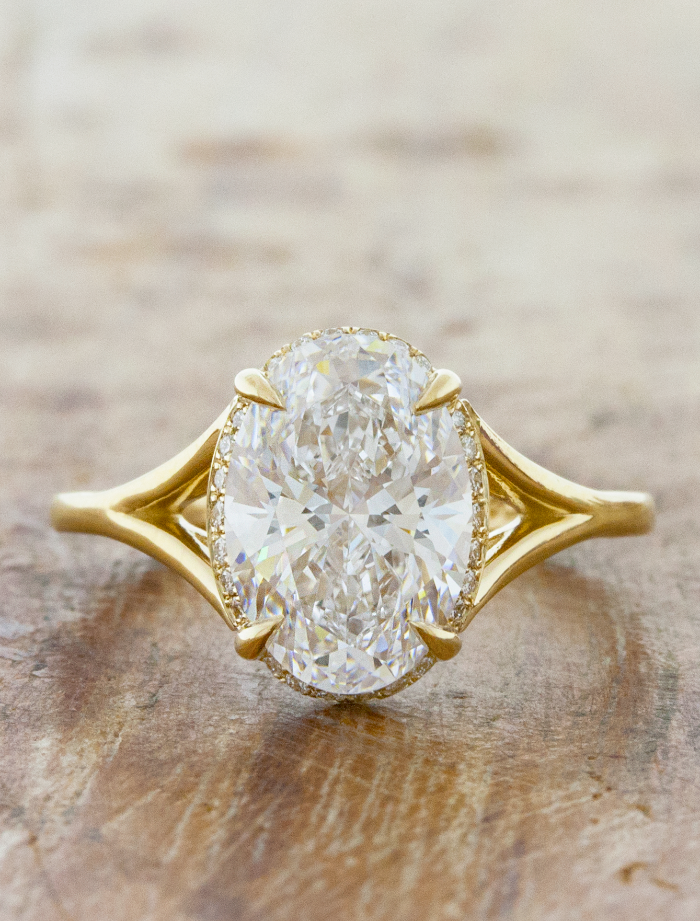 Mallory: Oval Split Shank Engagement Ring with Peek-a-Boo Halo | Ken ...