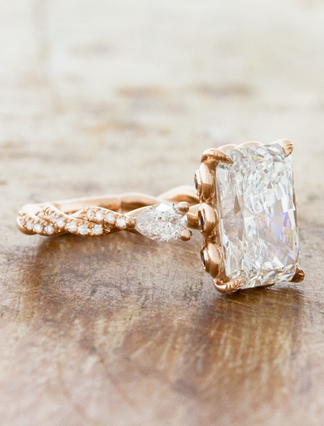 Marcellina: Radiant Cut Three-Stone Engagement Ring | Ken & Dana Design