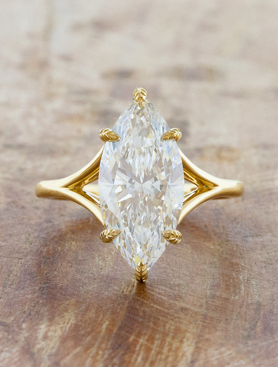 Mylex: Split-Shank Pear Diamond Engagement Ring in 14k Yellow Gold ...
