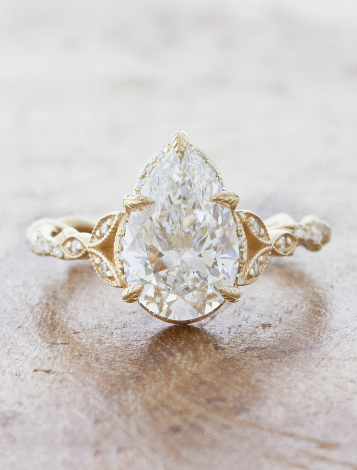 Paisley: Vintage Inspired Pear Halo Engagement Ring with Twisted Pavè ...