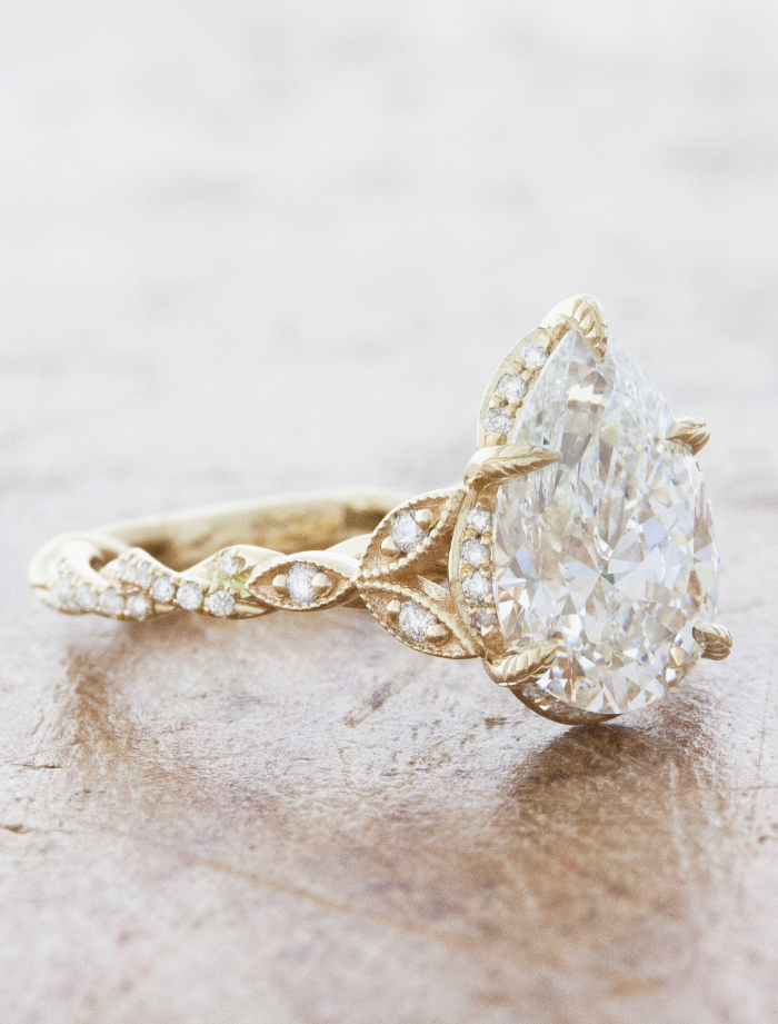 Paisley: Vintage Inspired Pear Halo Engagement Ring with Twisted Pavè ...