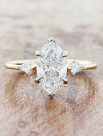 Piper: Modern Two-Toned Three-Stone Marquise Engagement Ring with Kite ...