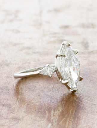 Piper: Modern Two-Toned Three-Stone Marquise Engagement Ring with Kite ...