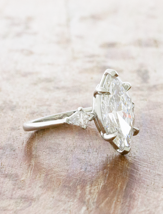 Piper: Modern Two-Toned Three-Stone Marquise Engagement Ring with Kite ...