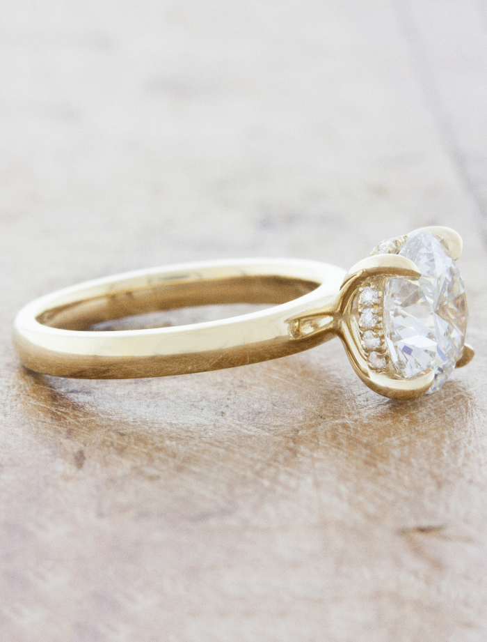 Pryor: Round Solitaire Hidden Halo Engagement Ring with 2.7mm Band ...