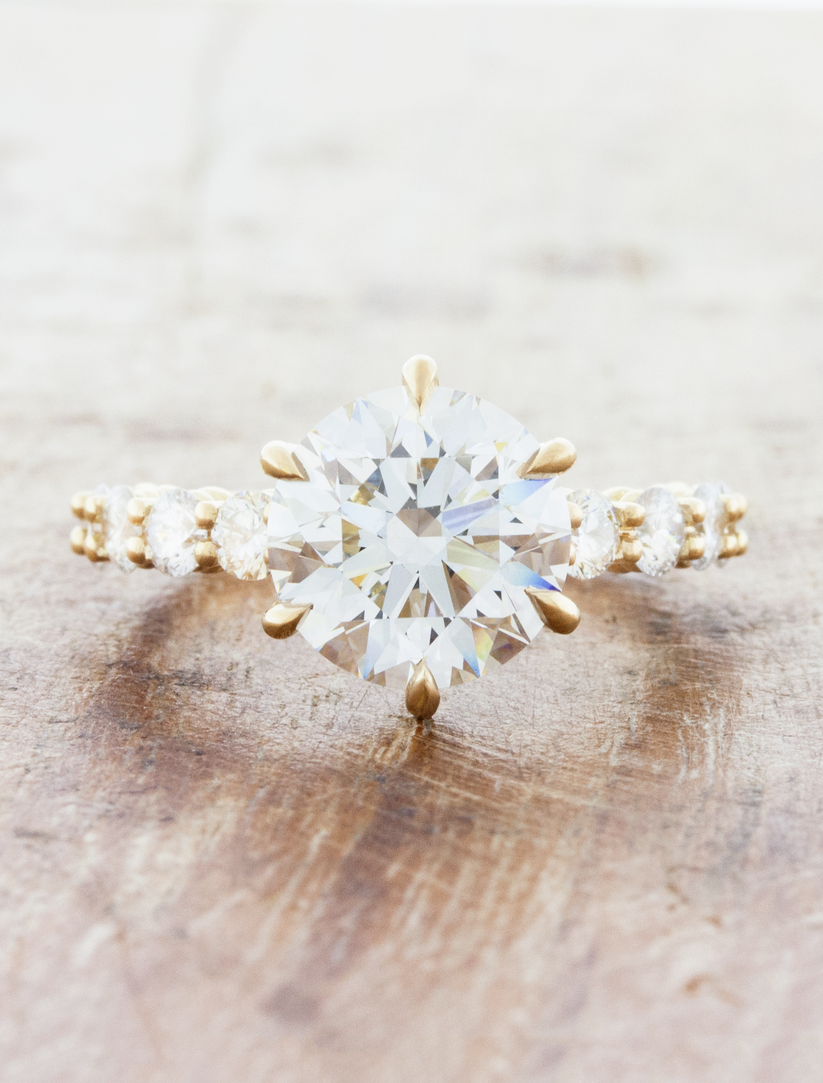 Rue: 6-Prong Round Cut Solitaire with Diamond Studded Pavè Band | Ken ...