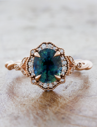 Serafina: Oval Halo Diamond Rose Gold Engagement Ring | Ken & Dana Design