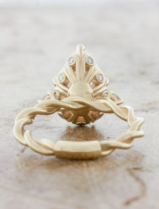 Shayla: Vintage-Inspired Pear Three Stone Engagement Ring with Twisted ...