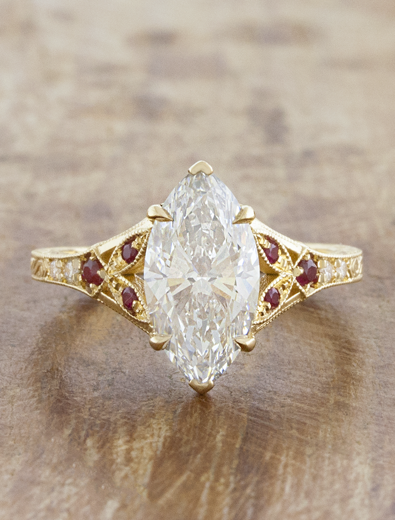Skyla - Ruby | Ornate Vintage-Inspired Engraved Engagement Ring with ...