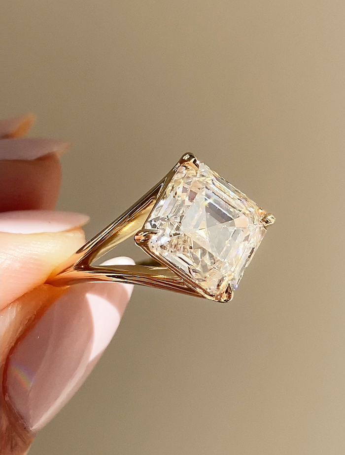 Yorke: Modern Split Shank Asscher Cut Engagement Ring | Ken & Dana Design
