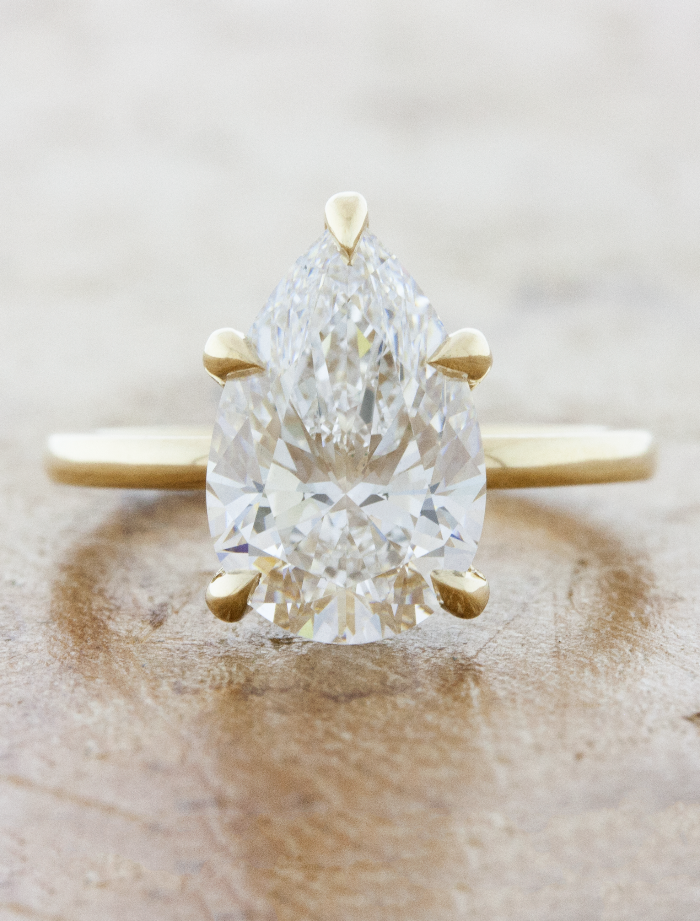 Zilli: Pear Simple Solitaire with Hidden Halo in 14k Yellow Gold | Ken ...