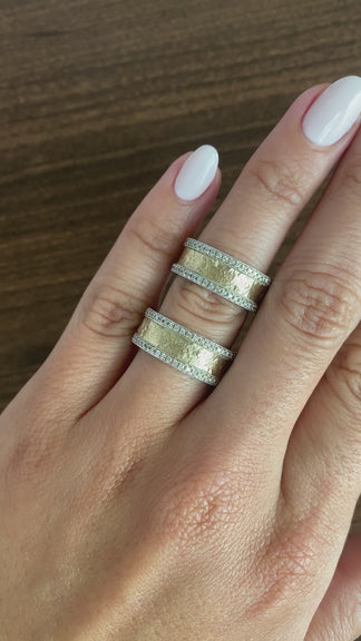 Edna: Two-Toned, Hammered Texture Matching Wedding Bands | Ken & Dana ...