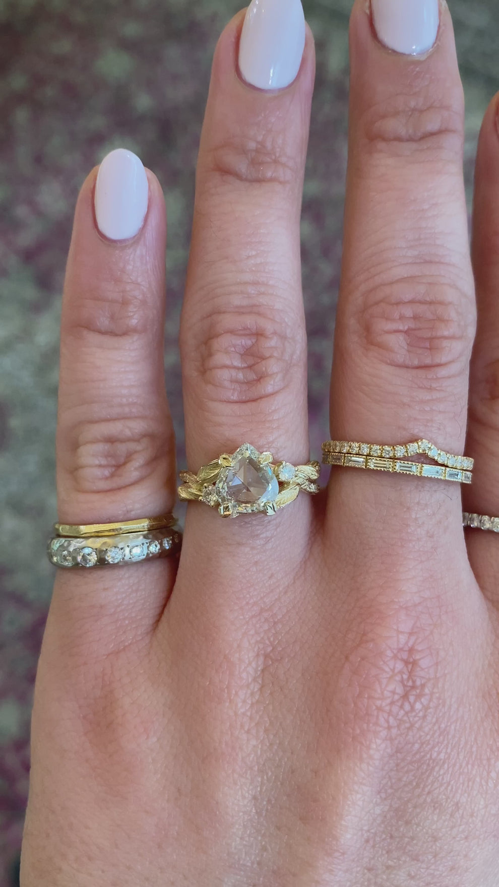 June: Nature-Inspired Rose Cut Pear Engagement Ring with Split Shank ...