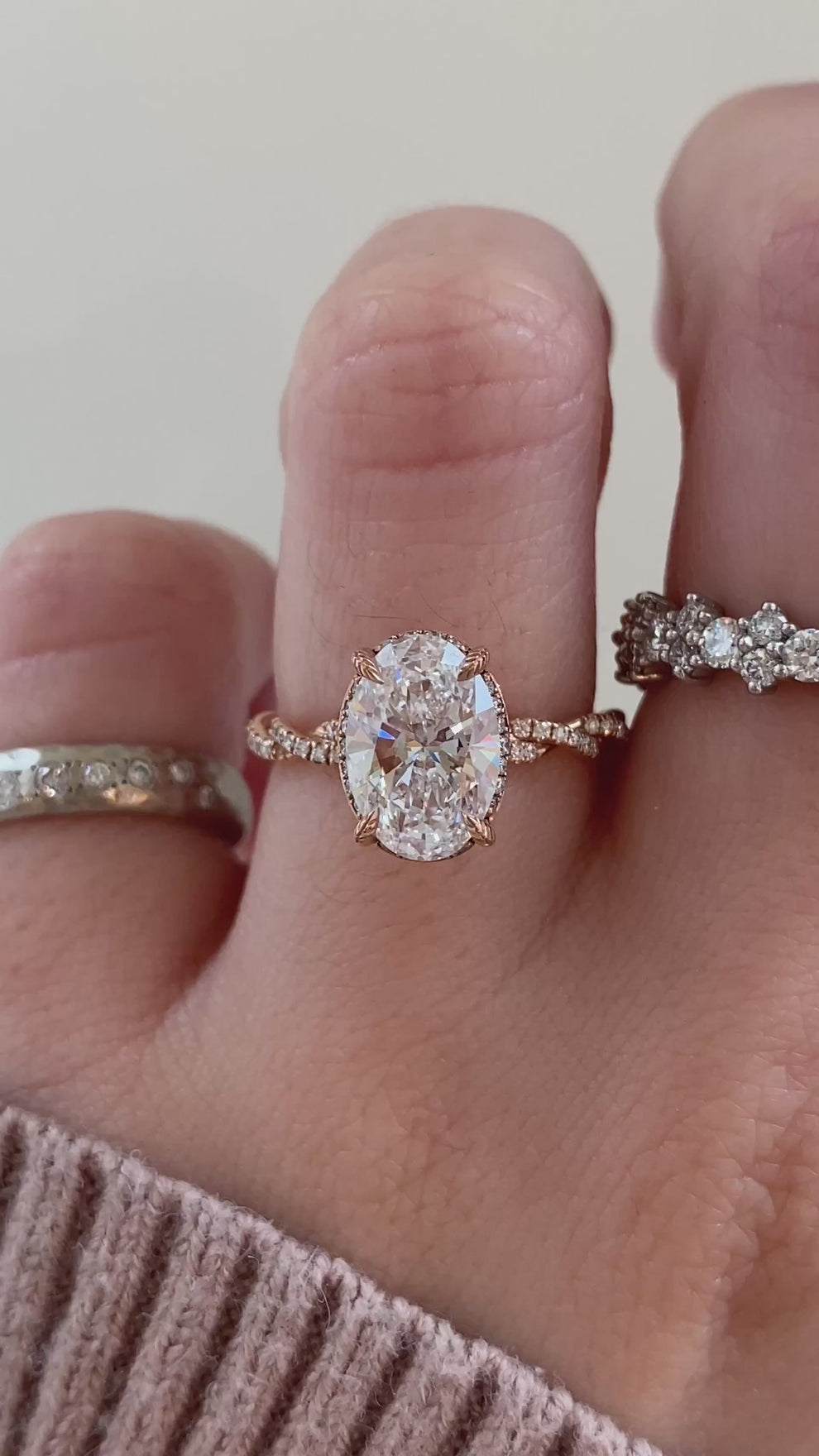 Mirabelle: Oval Diamond, Twisted Band Ring | Ken & Dana Design