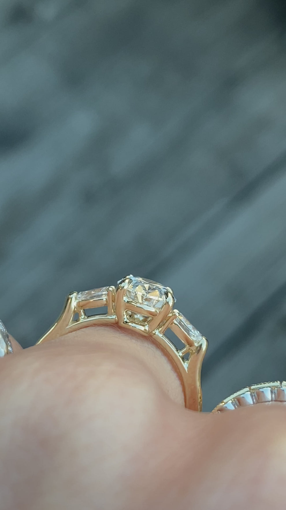 Permelia: Oval Diamond Three Stone Engagement Ring | Ken & Dana Design