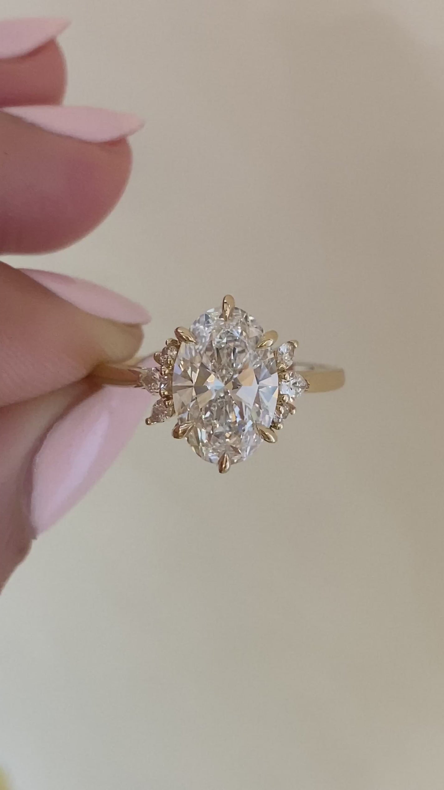 Delaney: Oval Engagement Ring with Clustered Diamond Accents | Ken & Dana Design