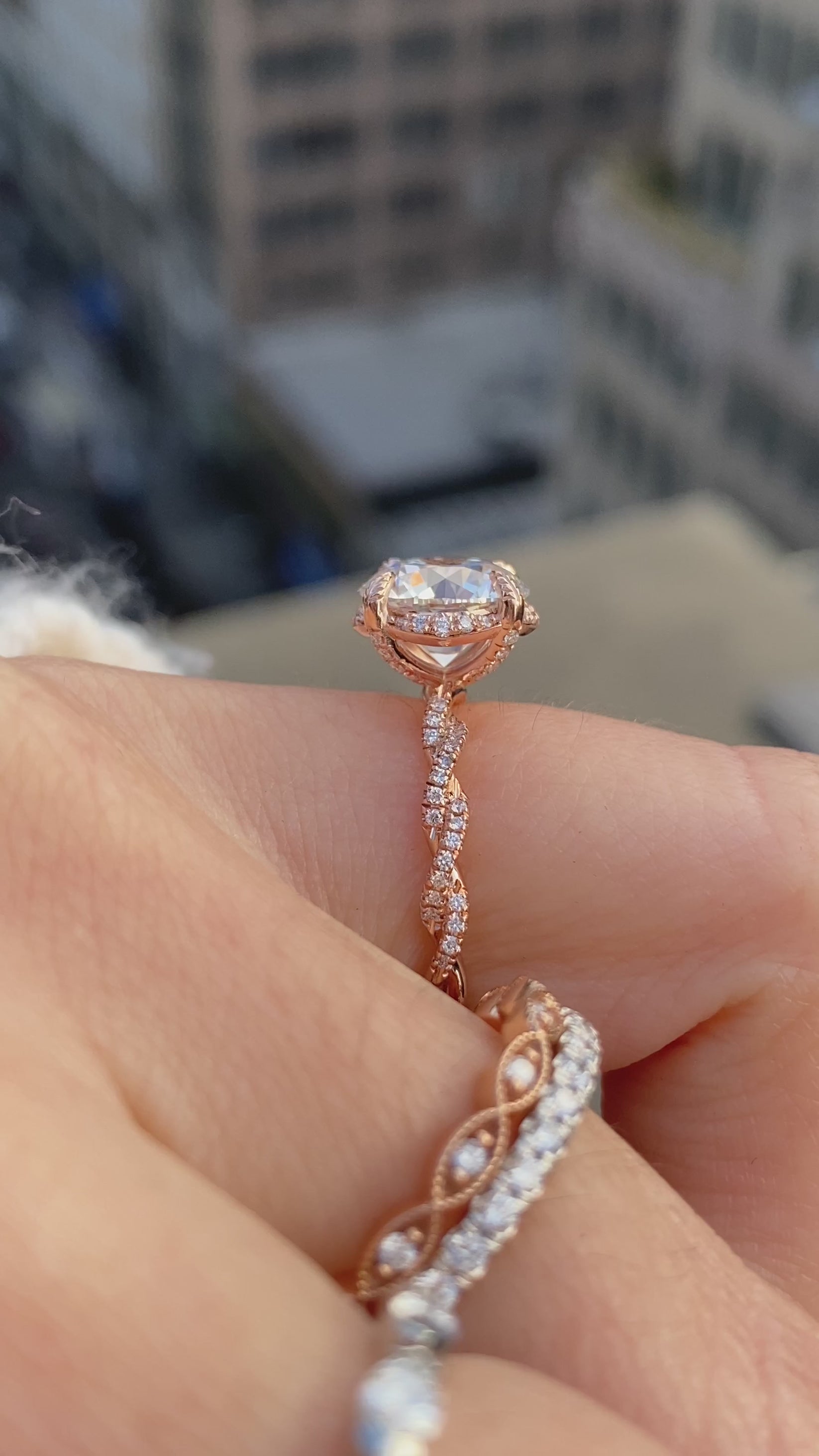 Mirabelle: Round Diamond, Twisted Band Ring | Ken & Dana Design