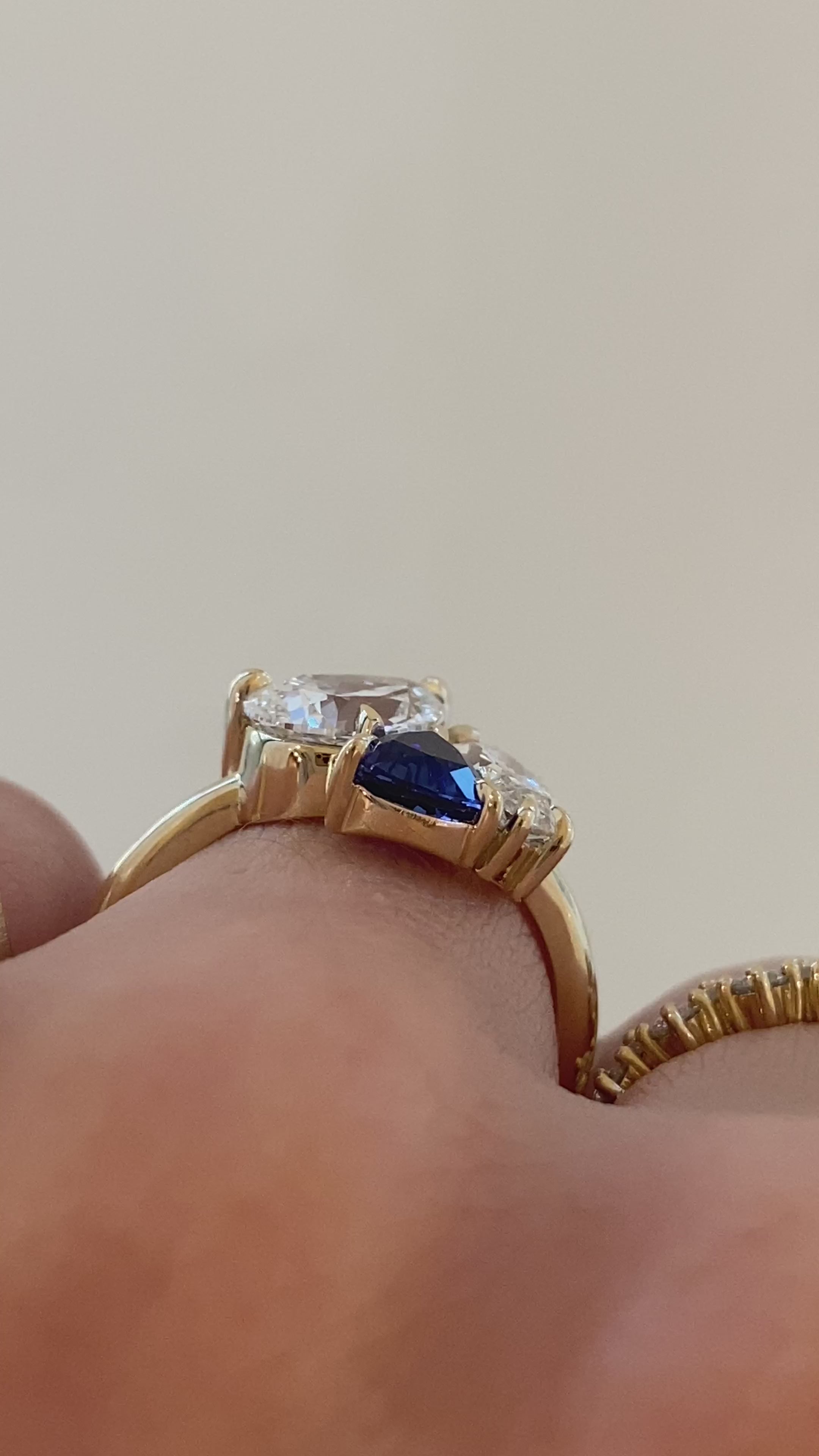 Azure: Clustered Three-Stone Diamond and Sapphire Engagement Ring | Ken ...