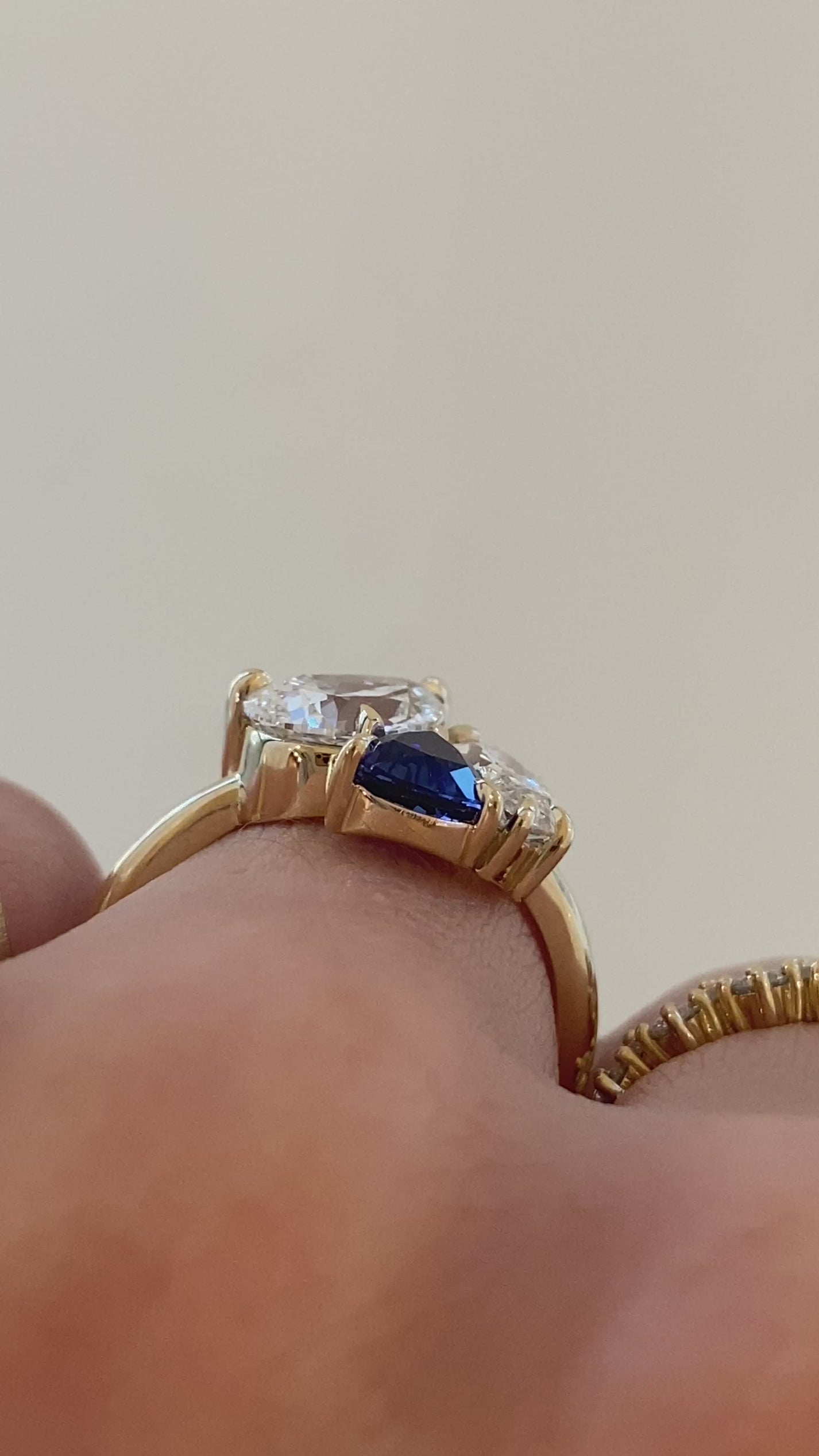 Azure: Clustered Three-Stone Diamond and Sapphire Engagement Ring | Ken ...
