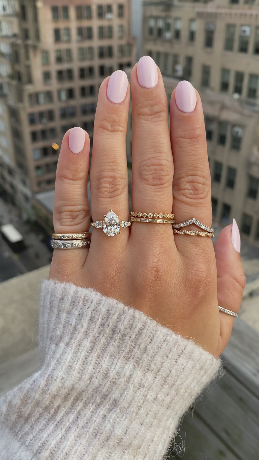 Permelia: Pear Diamond Three Stone Engagement Ring | Ken & Dana Design