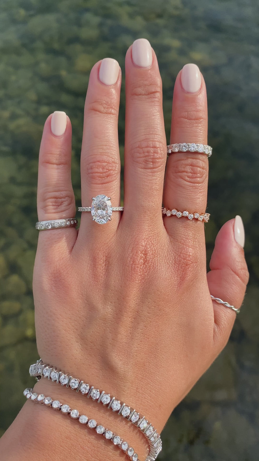 Jessie: Oval Diamond Engagement Ring, Pave Band | Ken & Dana Design