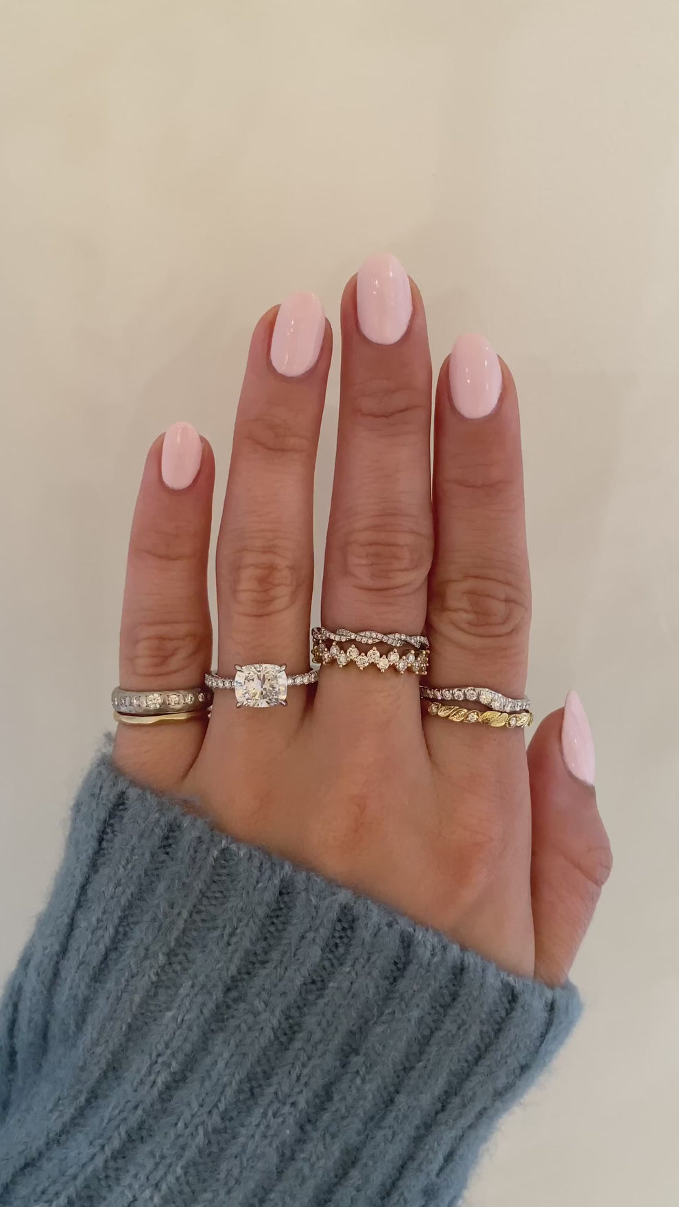 Jessie: East West Cushion Cut Hidden Halo Engagement Ring with Pave ...