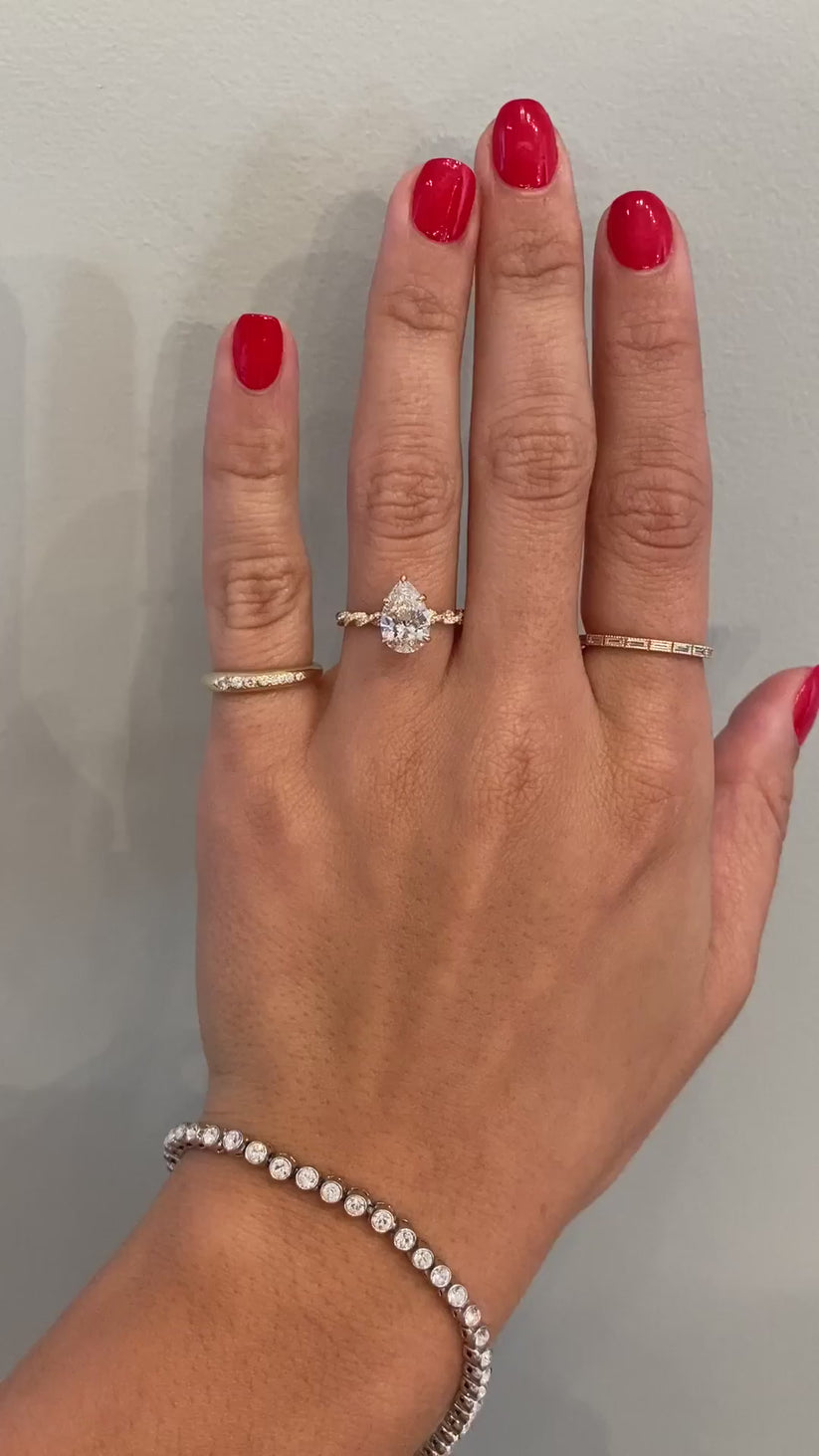 Melody: Pear Solitaire Engagement Ring with Pavé Twisted Band | Ken ...