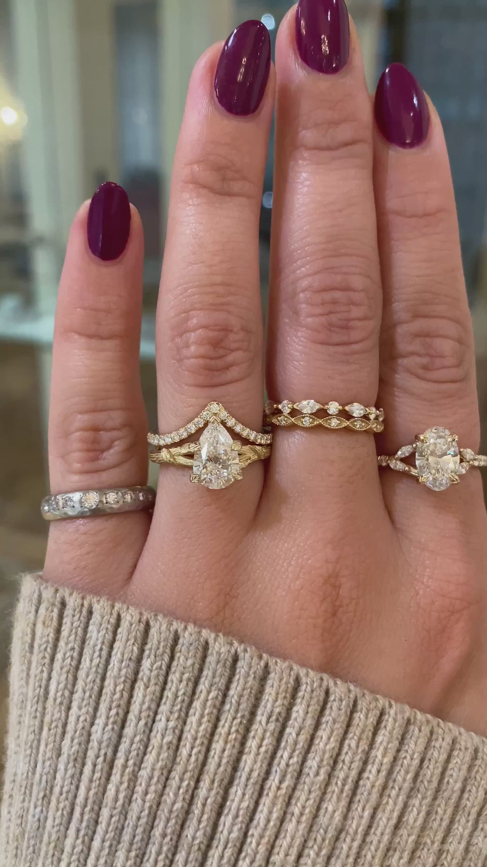Adelia: Nature-Inspired Split Shank Pear Diamond Engagement Ring | Ken ...