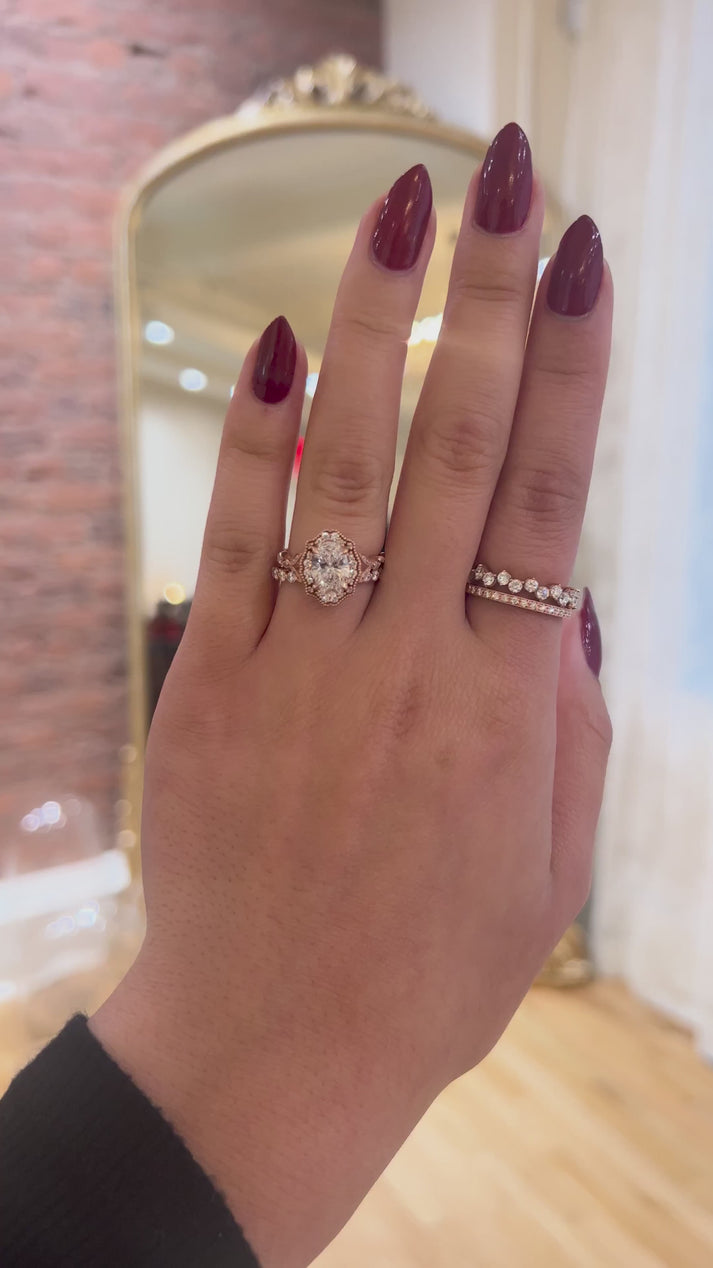 Serafina: Oval Halo Diamond Rose Gold Engagement Ring | Ken & Dana Design