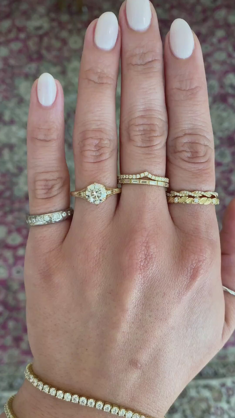 Kenzi: Vintage-Style Diamond Ring on Intricate Band | Ken & Dana Design