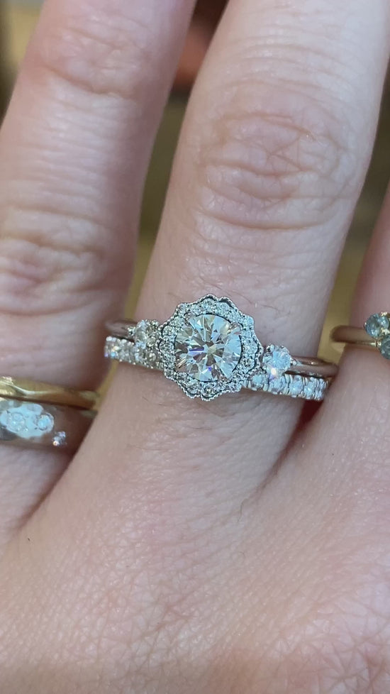 Oksana: Round Halo Diamond Rose Gold Engagement Ring | Ken & Dana Design