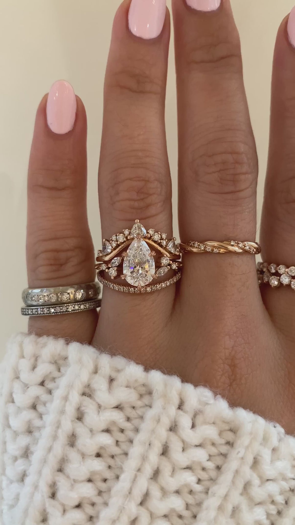 Harmony, Tempest, & Bella Ring Set: Whimsical Leafy Engagement Ring ...