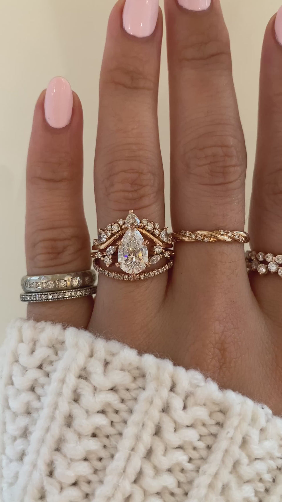 Harmony, Tempest, & Bella Ring Set: Whimsical Leafy Engagement Ring ...