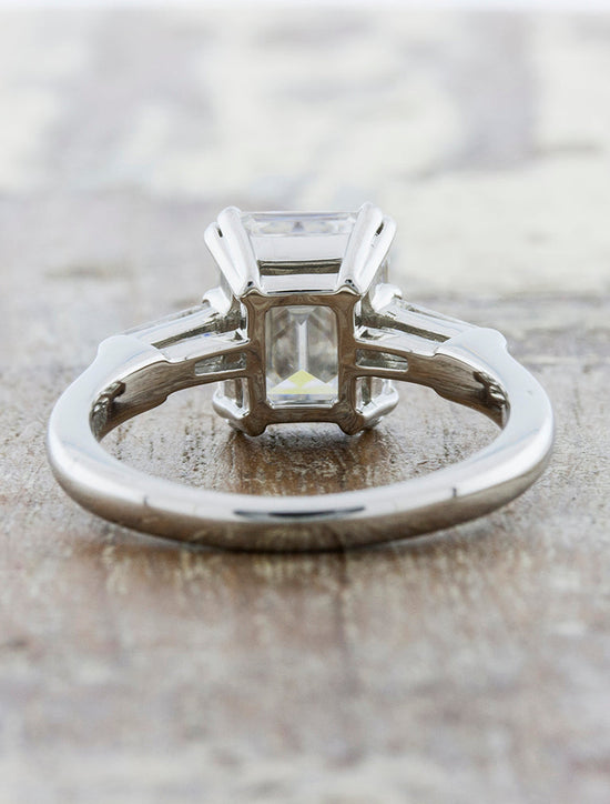 Lucille: Three Stone Emerald Cut Diamond Engagement Ring | Ken & Dana ...