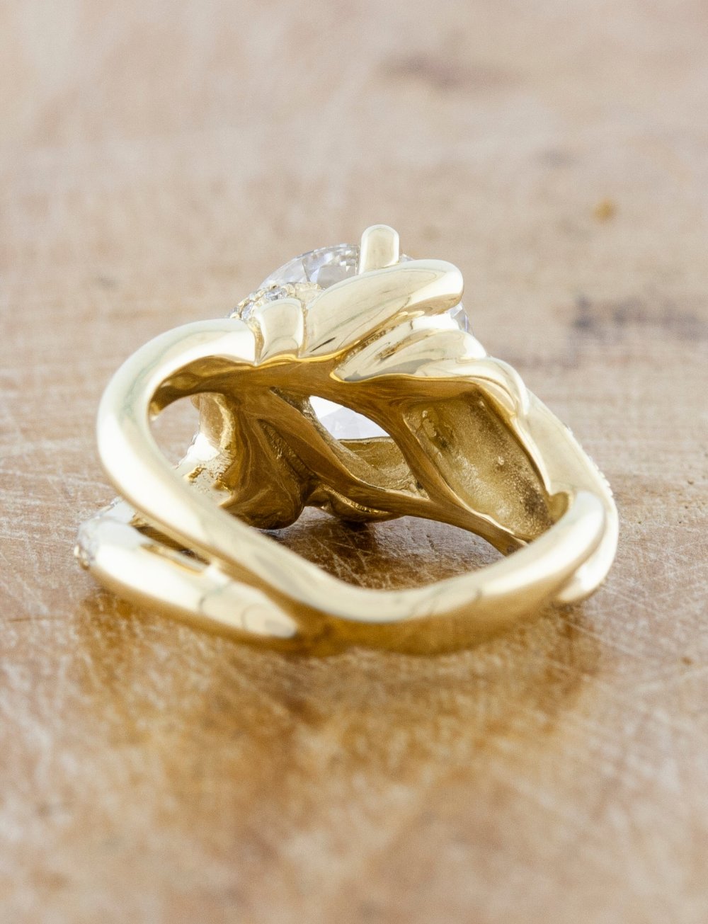 Sundara 3ct: Sculptural Split Shank 3ct Diamond with Pavé Band | Ken ...