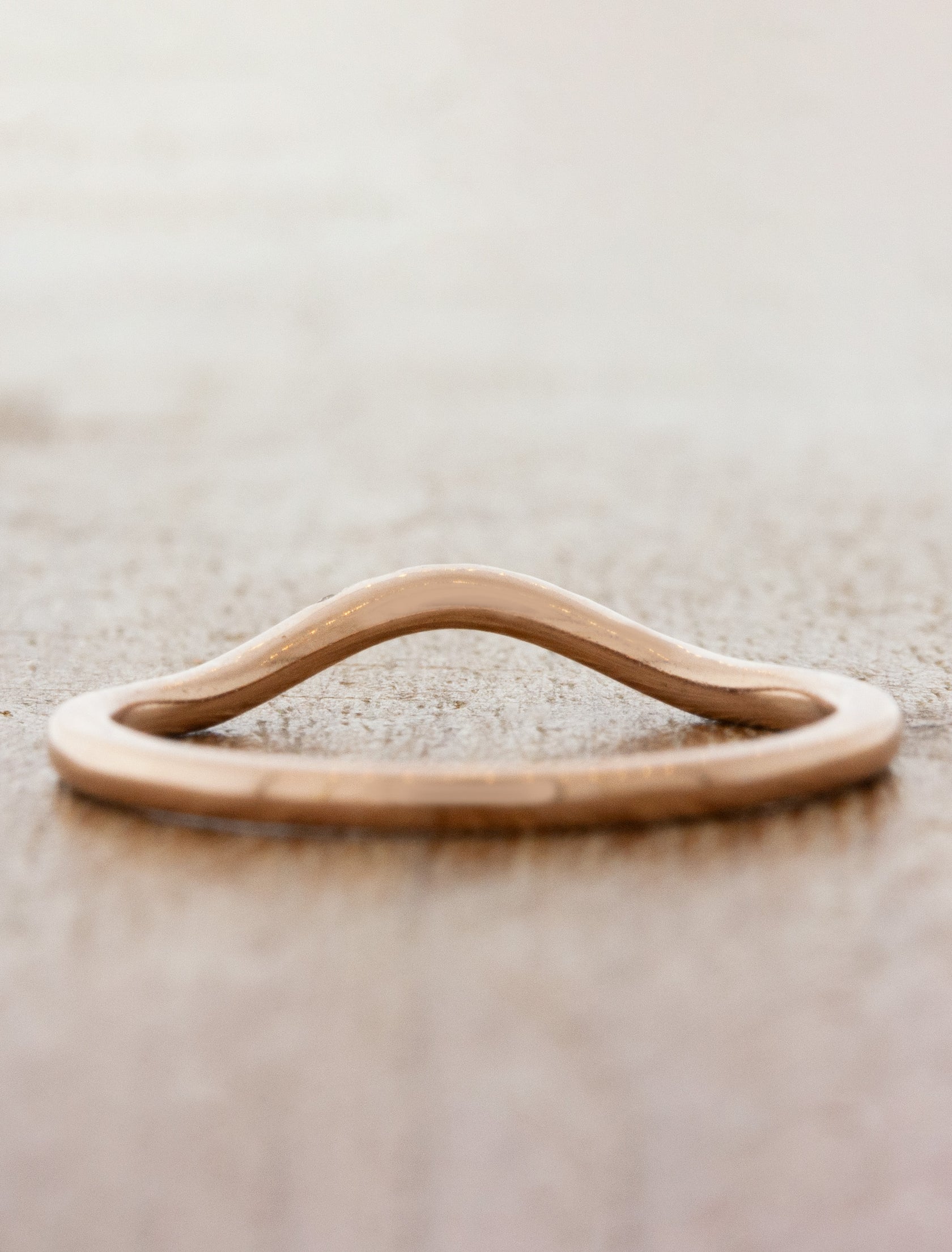 Amorie: Curved Rose Gold Wedding Band with Diamonds | Ken & Dana Design