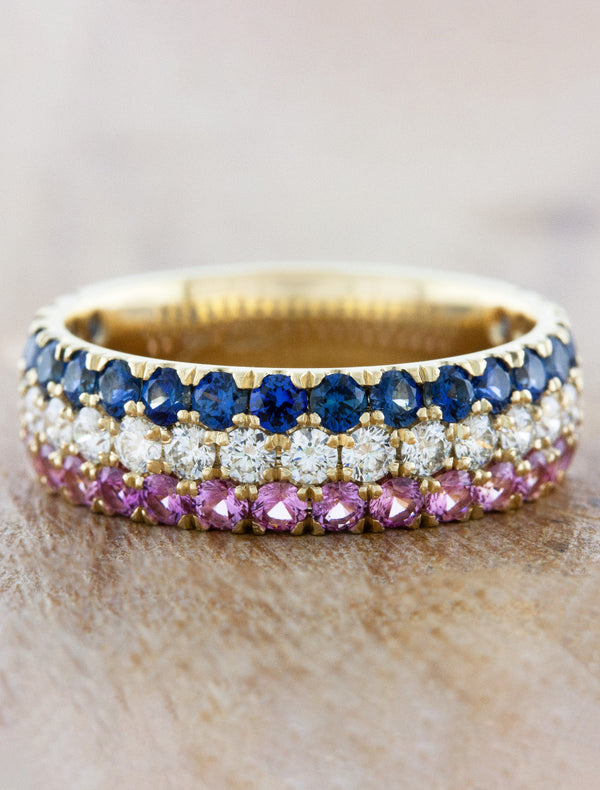 Arza: 6mm Diamond and Colored Gemstone Wedding Band | Ken & Dana Design