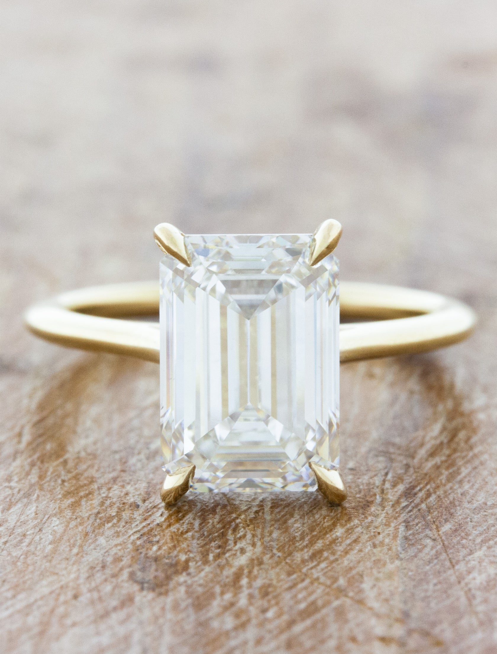 Bray: Emerald Cut Cathedral Solitaire Engagement Ring with Hidden ...