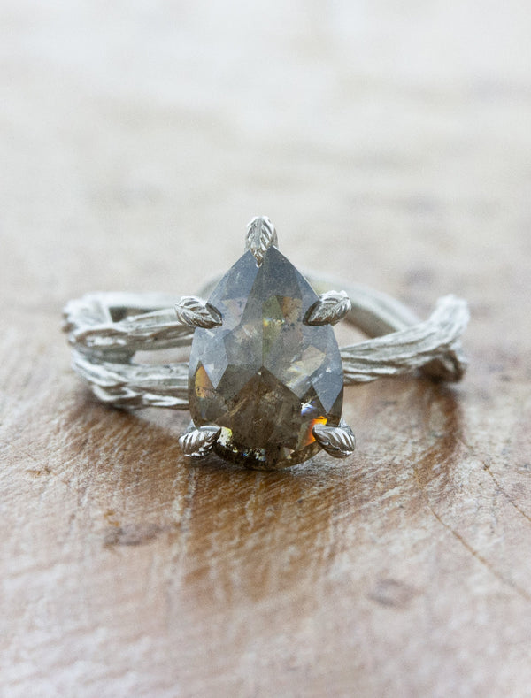 Cyrus: Nature-Inspired Split Shank Salt & Pepper Rustic Diamond ...