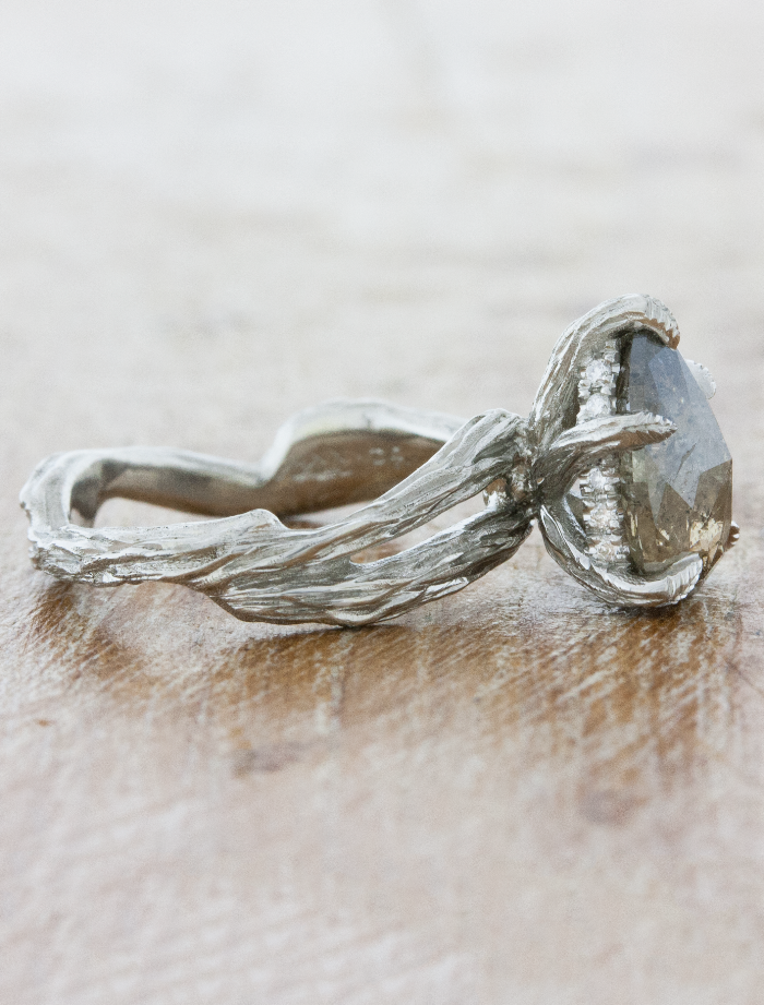 Cyrus: Nature-Inspired Split Shank Salt & Pepper Rustic Diamond ...