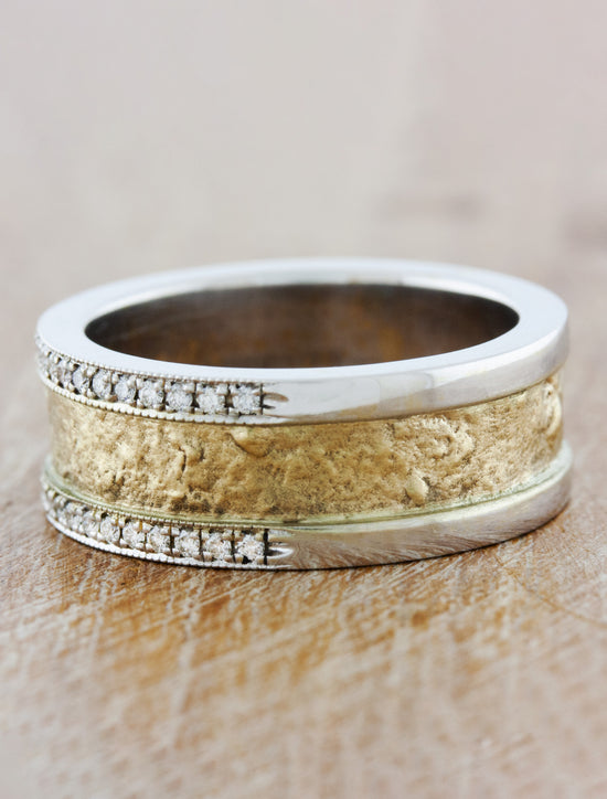 Edna: Two-Toned, Hammered Texture Matching Wedding Bands | Ken & Dana ...
