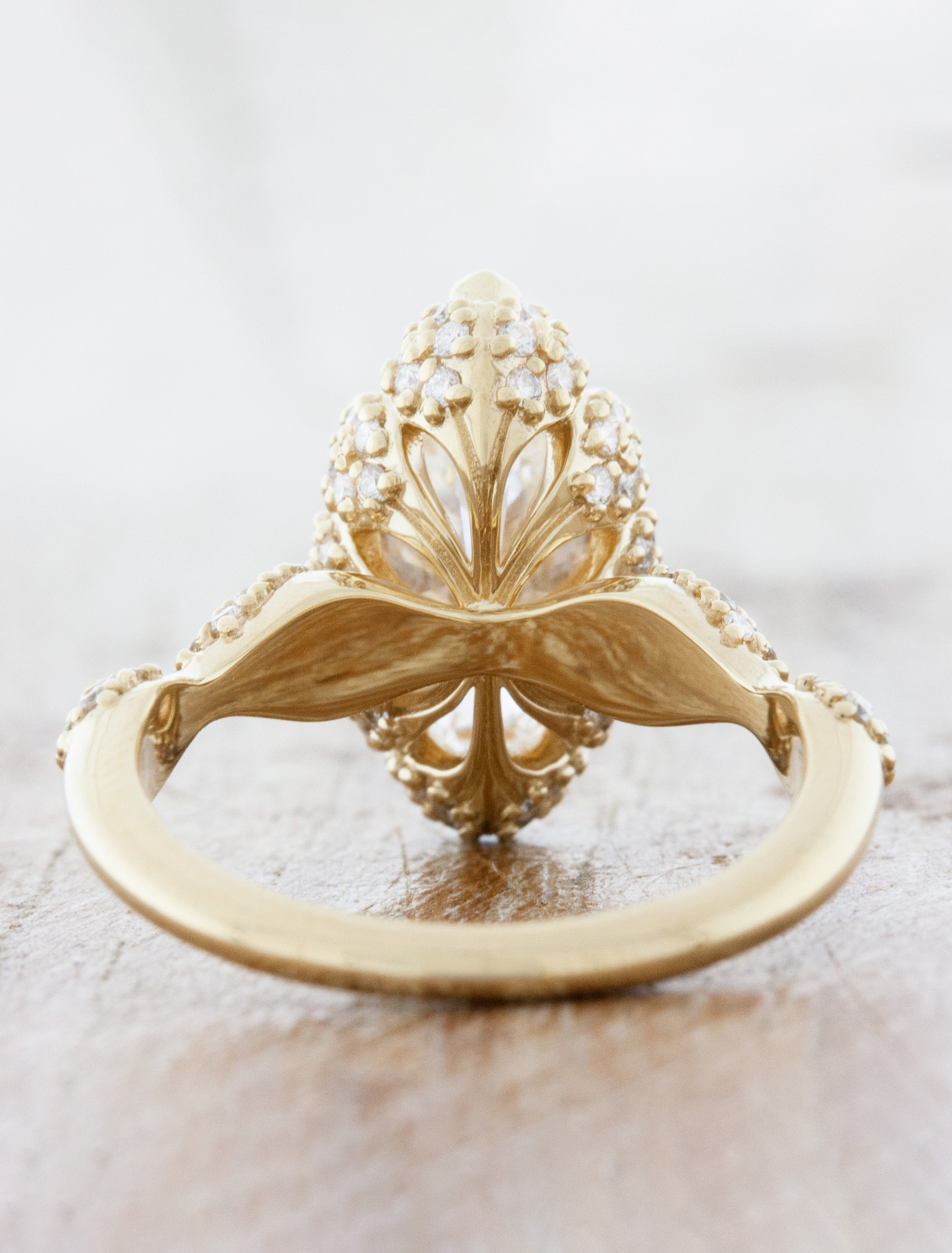 Majesty: Antique-Inspired Intricate Marquise Diamond Ring | Ken & Dana