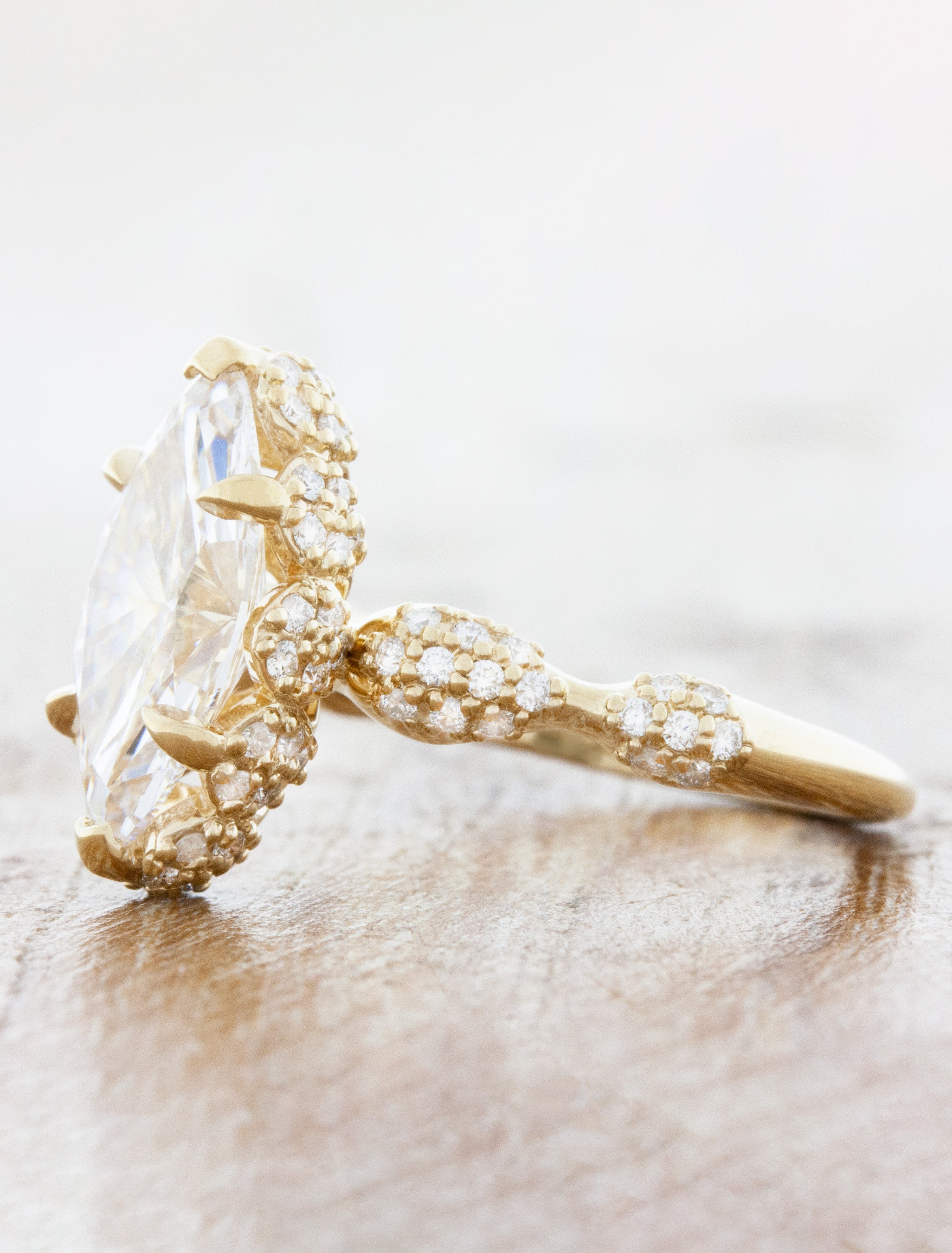 Majesty: Antique-Inspired Intricate Marquise Diamond Ring | Ken & Dana