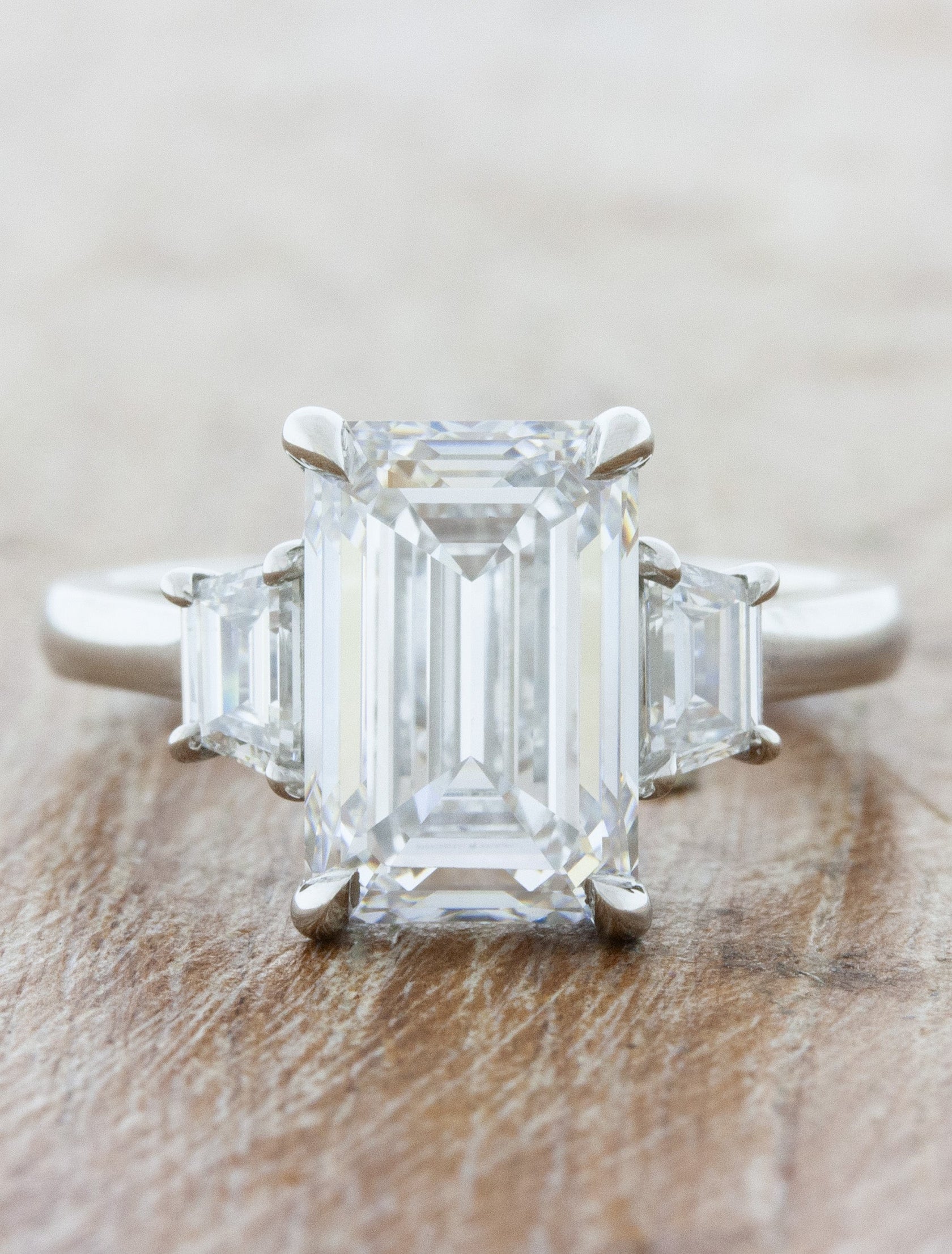 Maria: Classic Emerald Cut Three-Stone Lab Diamond Engagement Ring ...
